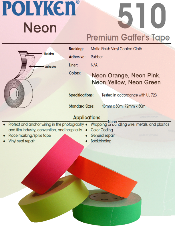 Polyken 510-Neon Premium Fluorescent Gaffers Tape – Aerotape